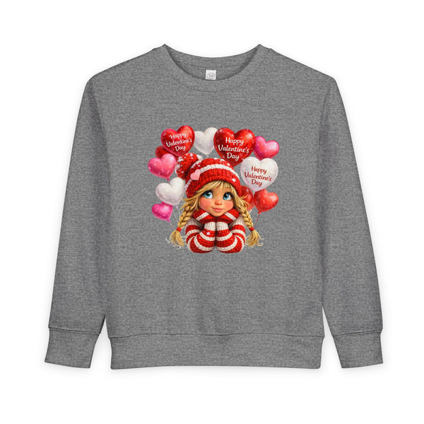 Valentine Balloon Girls Toddler Sweatshirt — Cute Heart Balloon Design ...