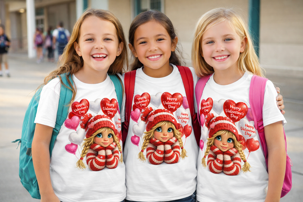 Valentine Girl with Heart Balloons T-Shirt – Lilybugsdesignshop