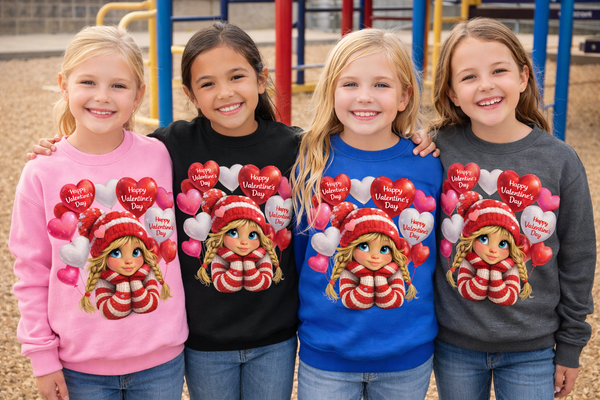 Valentine Balloon Girls Toddler Sweatshirt — Cute Heart Balloon Design ...